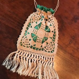 Vintage | Bags | Vintage Victorian Crochet Drawstring Purse | Poshmark